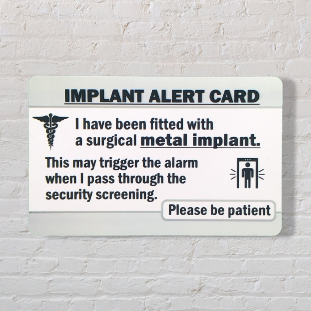 Hidden Health Condition Surgical Metal Implant Alert Card - Etsy
