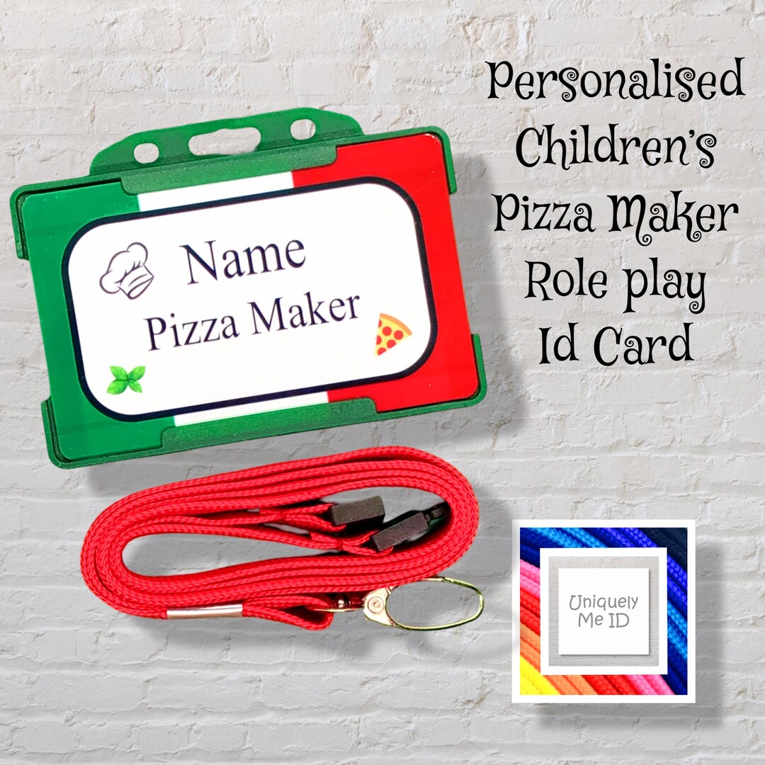 Children’s Pizza Maker Roleplay Card Personalised Novelty Pretend Play ...