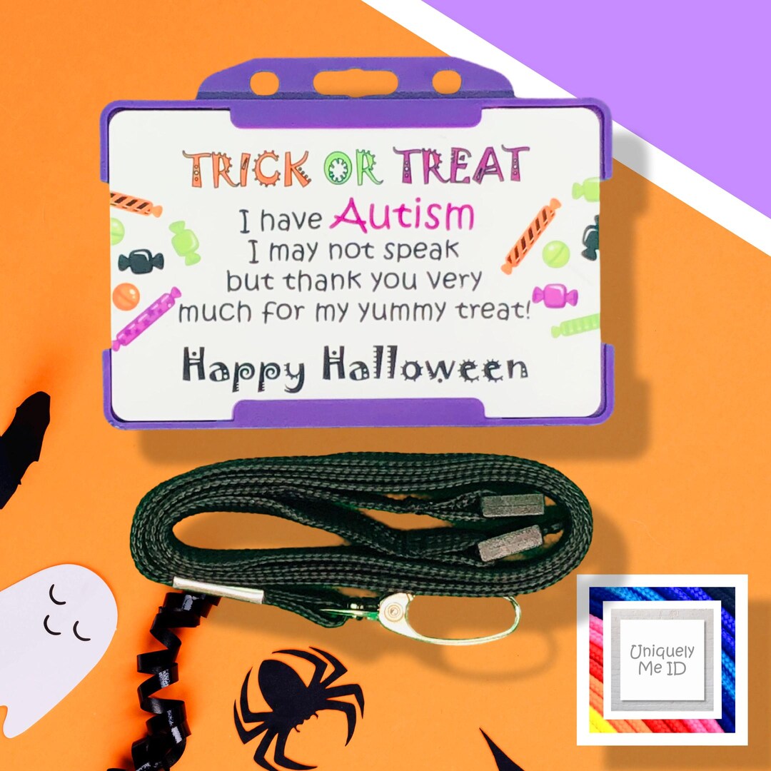 Halloween Trick or Treating Autism Awareness Card & Lanyard - Etsy