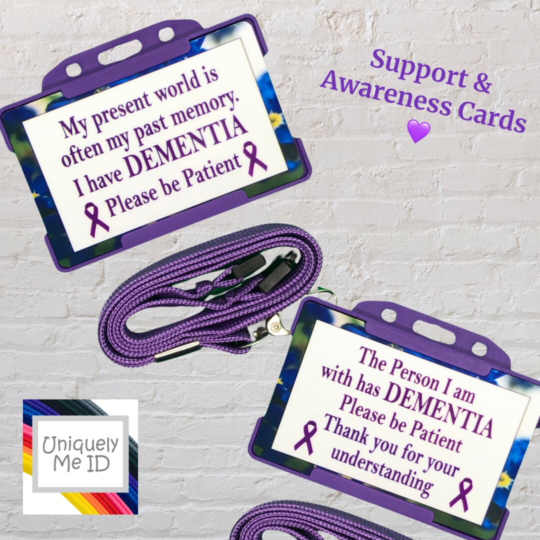 Dementia Hidden Disability Awareness ID and Carer Card With Lanyards ...