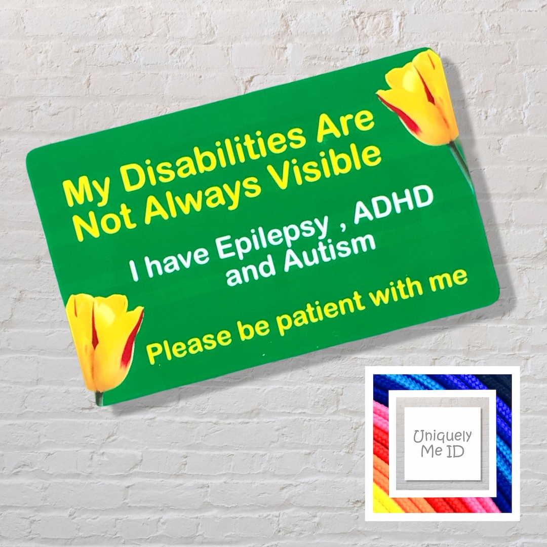 Hidden Health Condition Disability ID Awareness Card - Epilepsy,autism ...