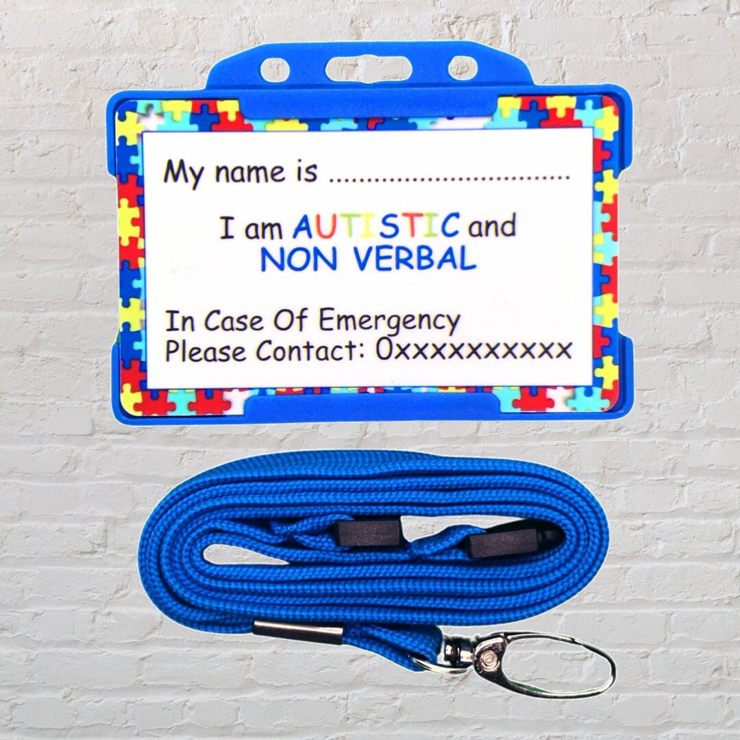 I Am Autistic and Non Verbal - Hidden Disability Autism Awareness ID ...