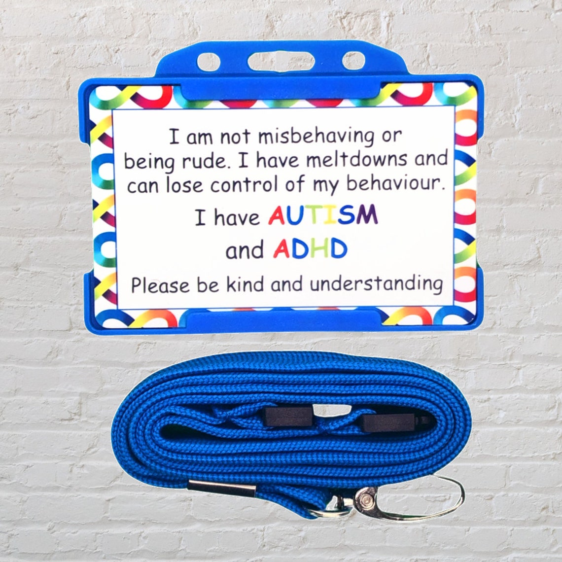Autism ADHD Awareness Card & Lanyard - 10 Colours Available - Etsy