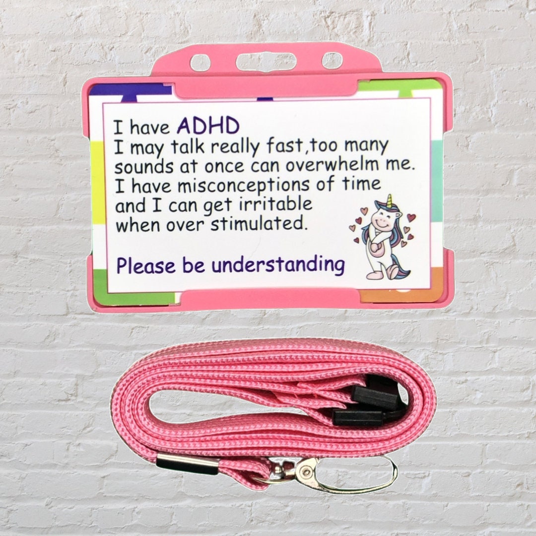 ADHD Awareness Card & Lanyard - 10 Colours Available - Etsy