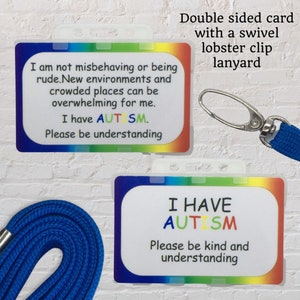 Autism Awareness Double Sided Hidden Disability ID Card and Lanyard - Etsy