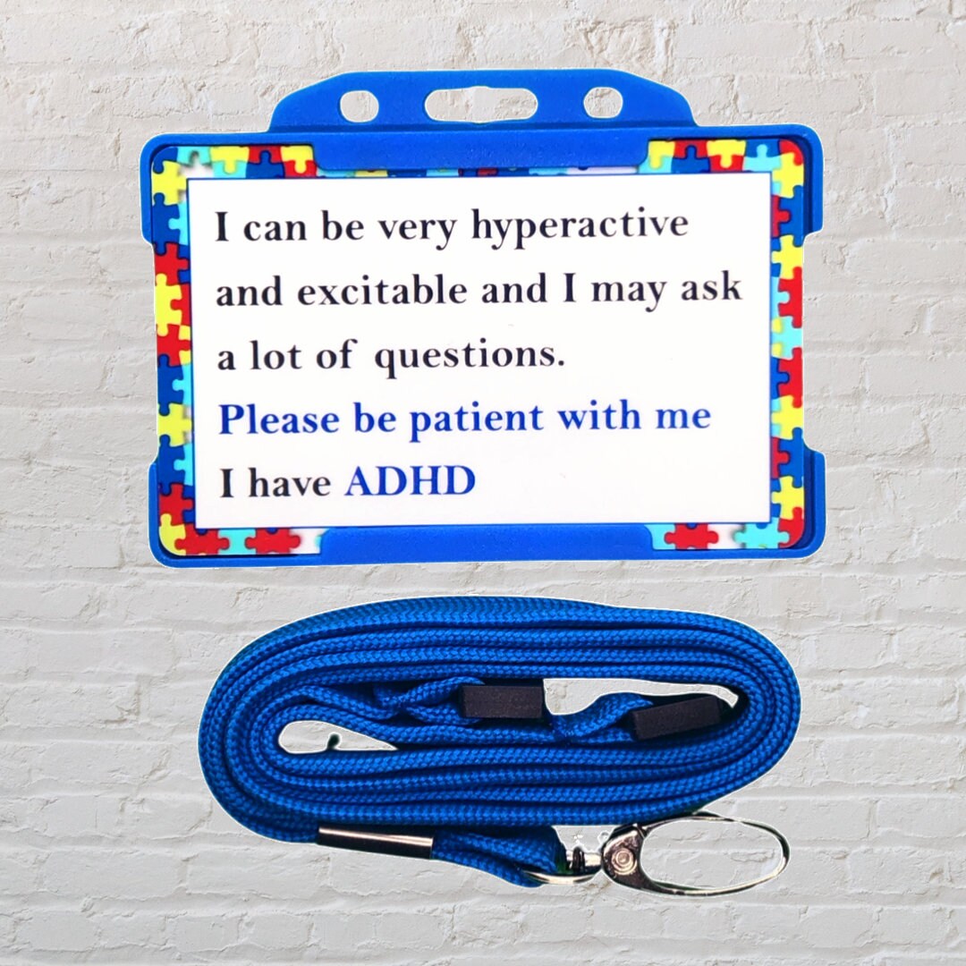 ADHD Awareness Card & Lanyard - 10 Colours Available - Etsy