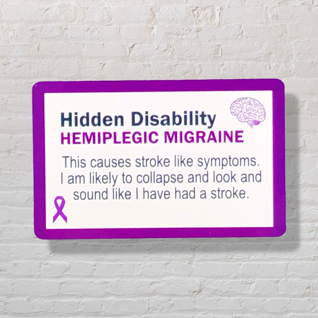 Hemiplegic Migraine Disorder Hidden Disability Awareness Card - Etsy UK