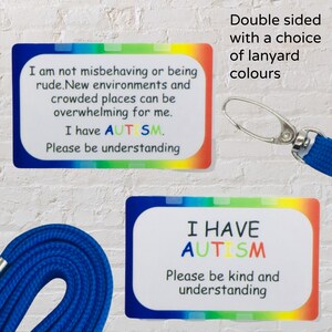 Autism Awareness Double Sided Hidden Disability ID Card and Lanyard - Etsy