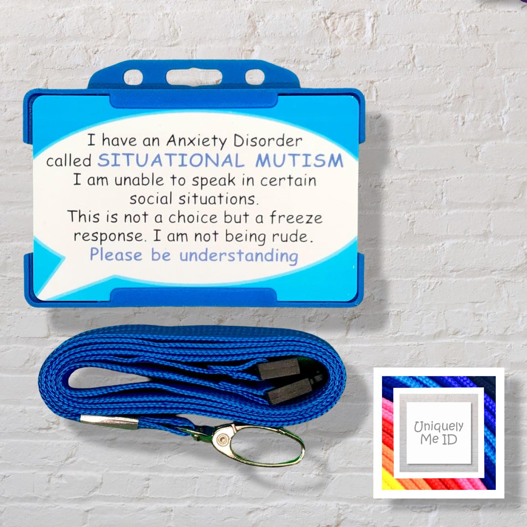Situational Mutism Awareness- ID Card and Lanyard - Etsy