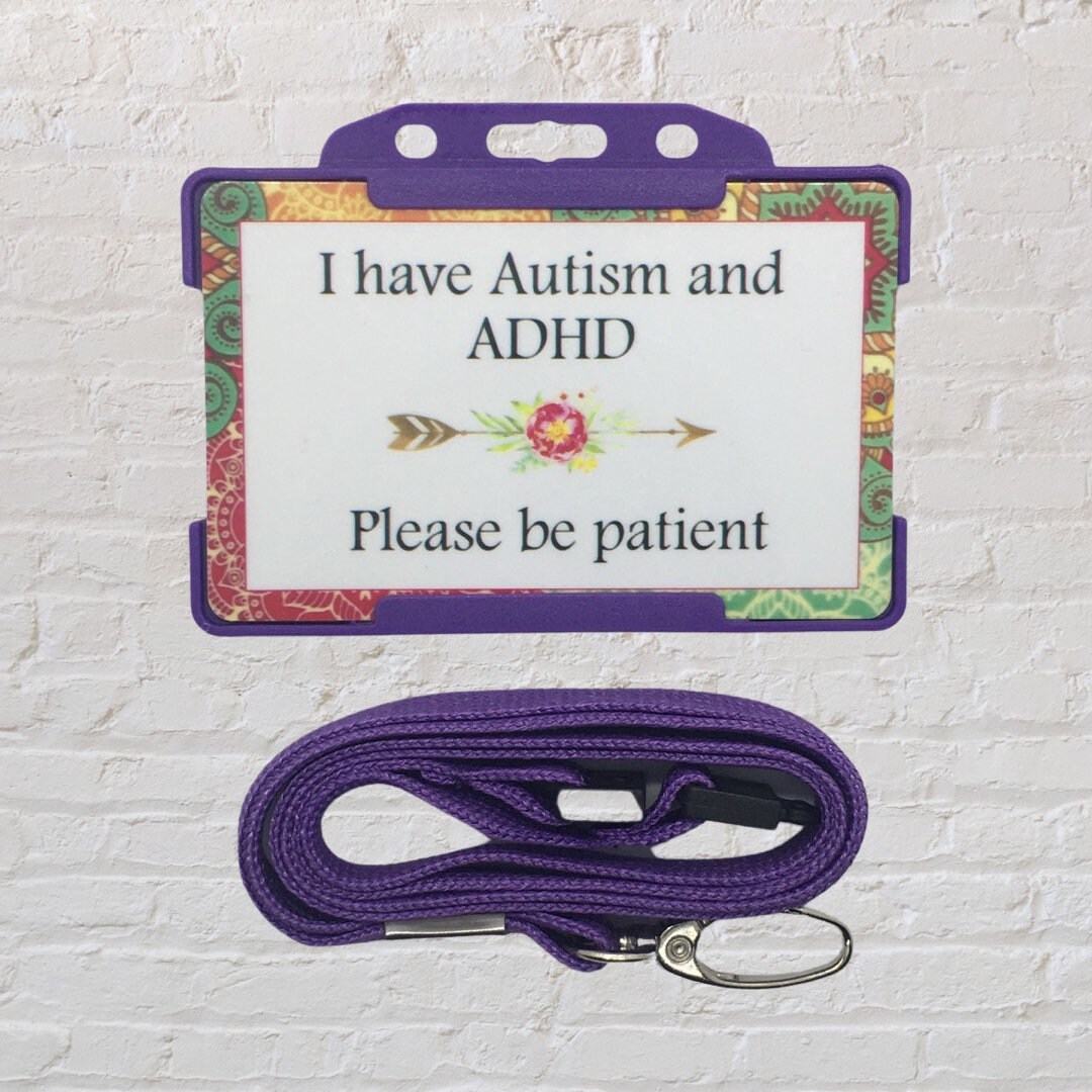I Have Autism and ADHD Awareness ID Card and Lanyard - Etsy