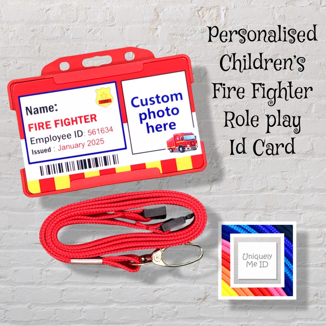 Children’s Fire Fighter Roleplay Card Personalised Photo Novelty ...
