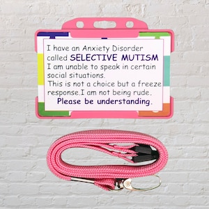 Selective Mutism Awareness ID Card and Lanyard - Etsy