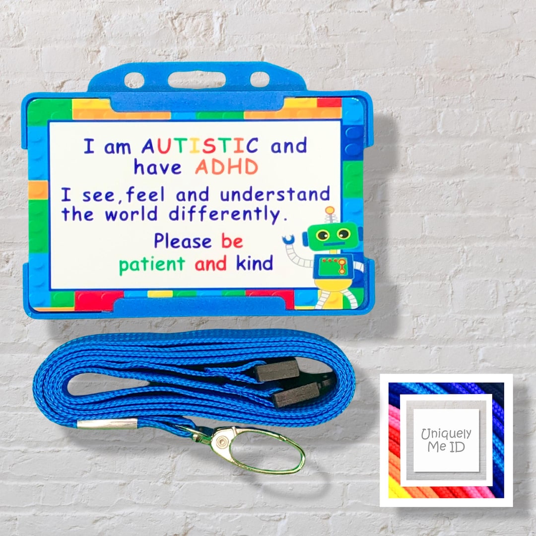 Austim and ADHD Awareness ID Card & Lanyard • 10 Colours Available - Etsy
