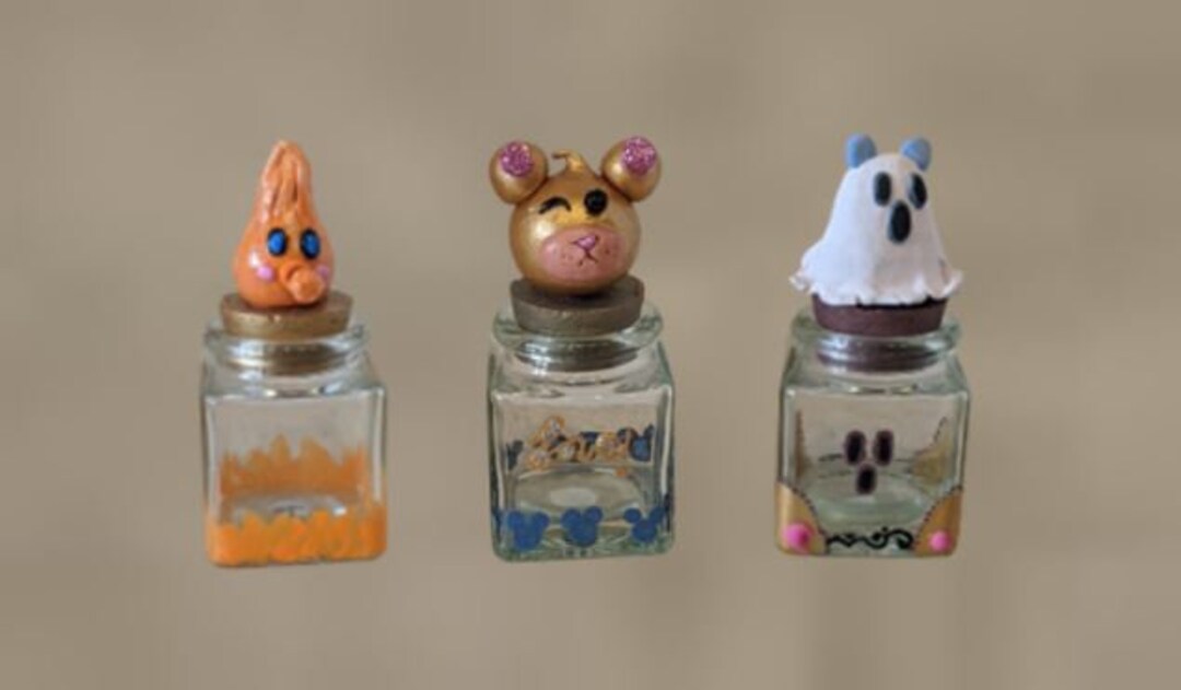 Mini Glass Jars sold Individually With Clay Sculpture on Top of Lid ...