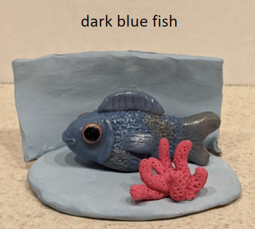 Clay Shiny Blue Fish, Clay Clear Fish, Clay Fish, Clay Sculptures ...