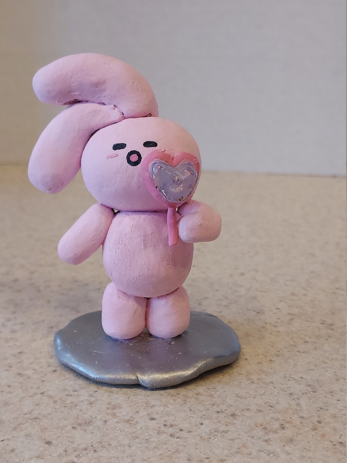 Cute Pink Bunny Clay Sculptures Pink Bunny Bunny Blowing | Etsy