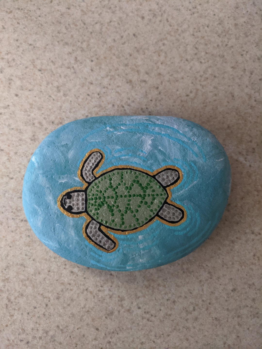 Swimming Turtle Rock, Painted Rocks, Turtles, Rock Painting - Etsy