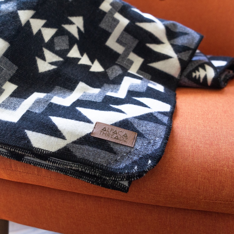 Handmade Alpaca Wool Blanket – Queen Size Geometric Artisan Design ...
