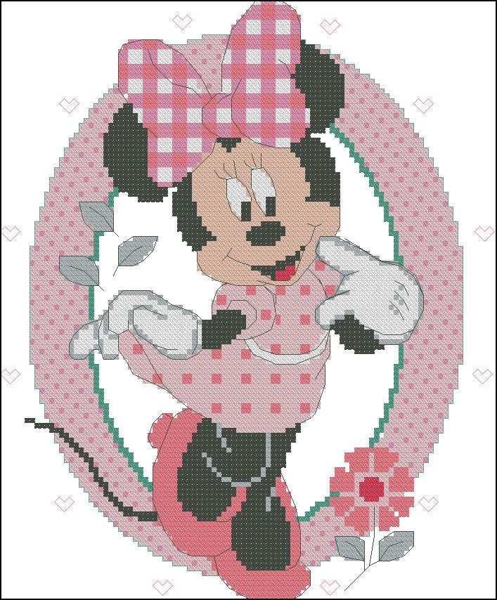 Minnie Mouse Cross Stitch Chart Pdf Digital Pattern Etsy