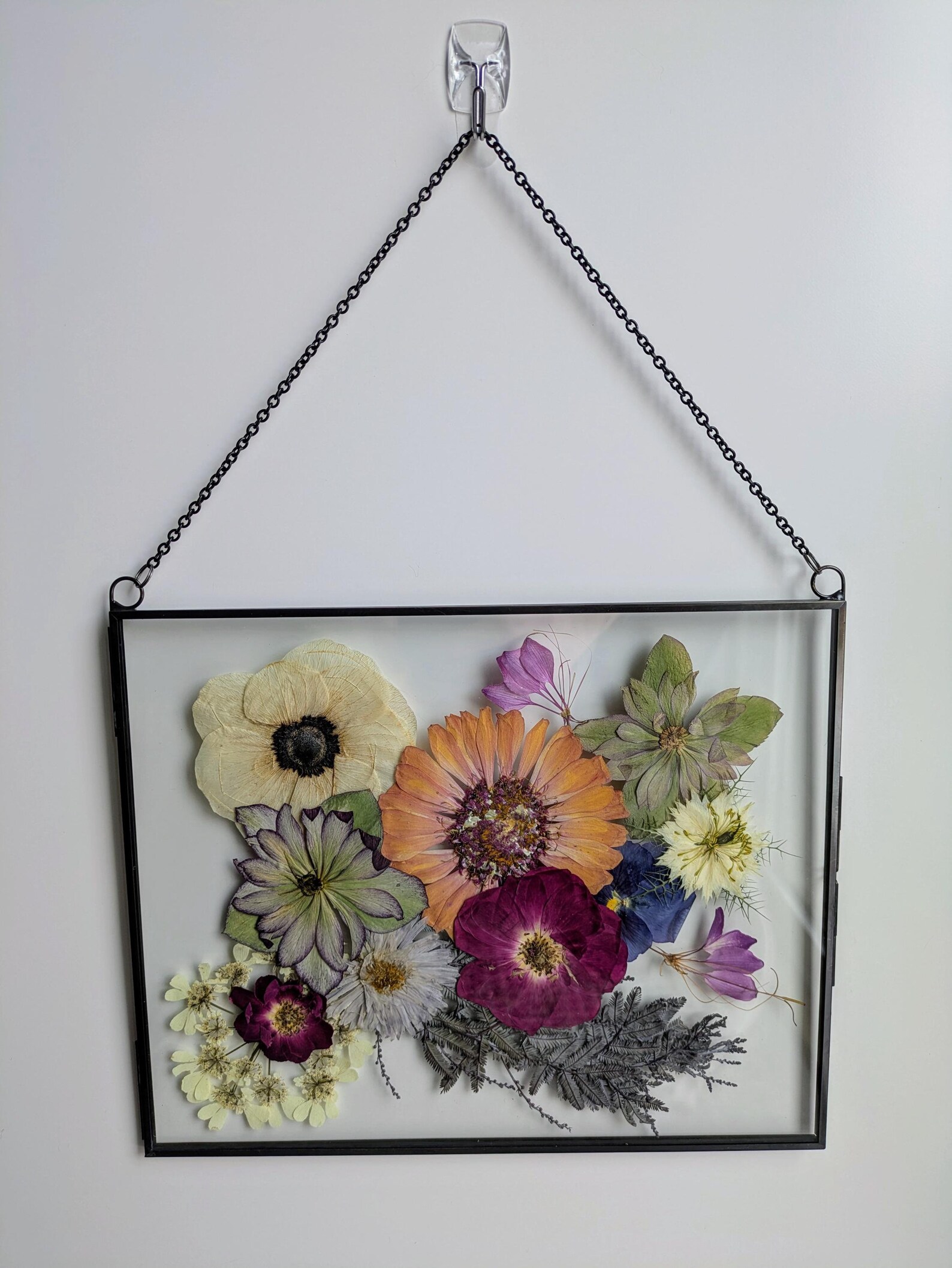 Pressed Flower Art, Flower Frame, Glass Hanging Frame, Flower Art ...