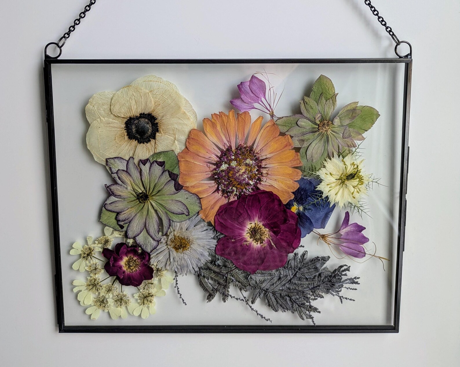 Pressed Flower Art, Flower Frame, Glass Hanging Frame, Flower Art ...