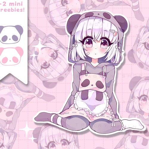 Panda Hoodie Turning Anime Girl Waterproof Vinyl Sticker Pack - Etsy