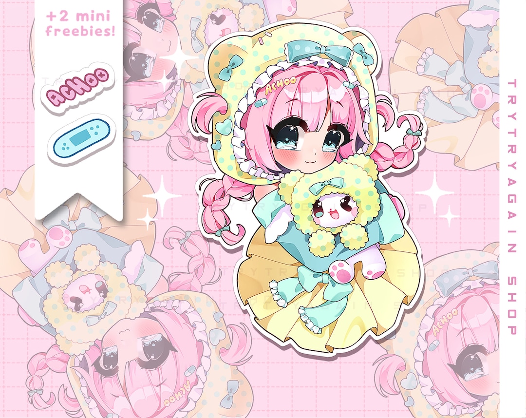 Sniffles Bear Waterproof Vinyl Sticker Pack - Kawaii Anime Girl ...