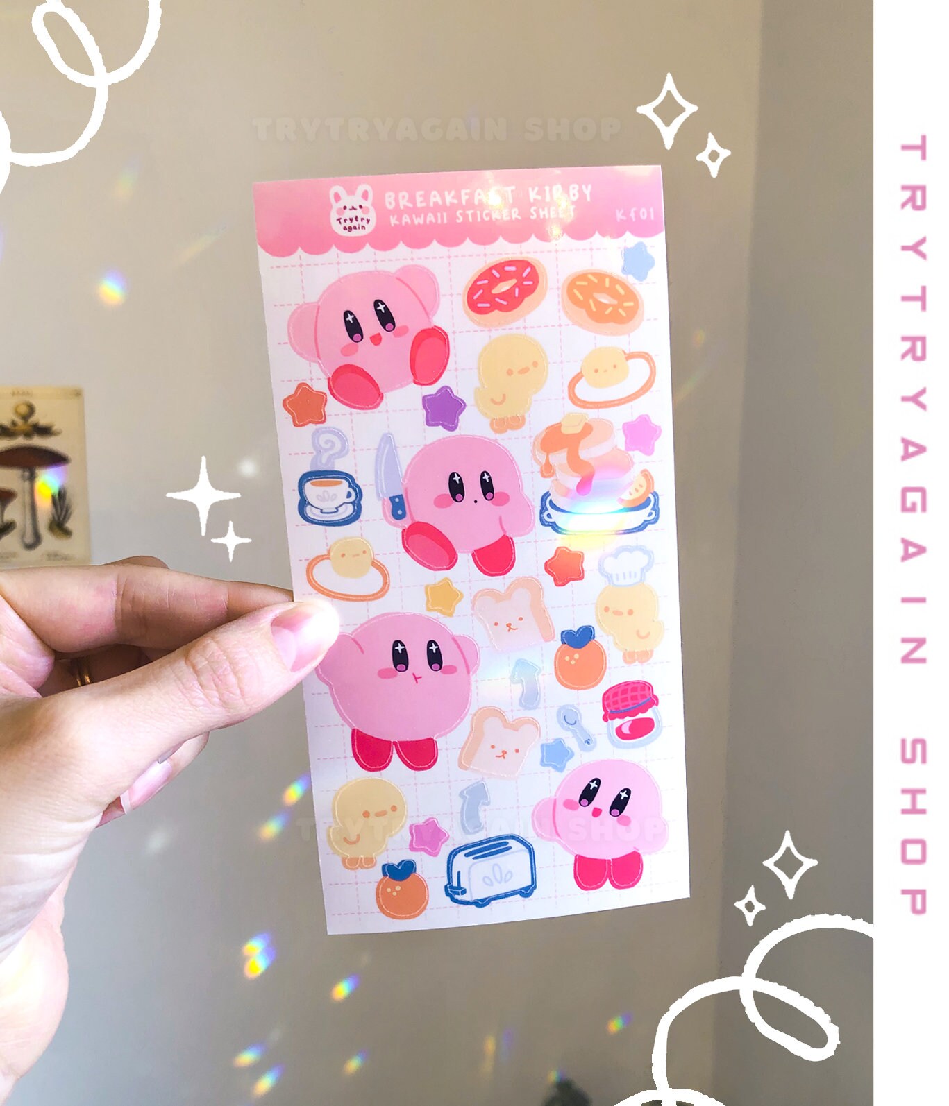 Kirbo Poyo Breakfast Friends Sticker Sheet - Bujo Bullet Journal and ...