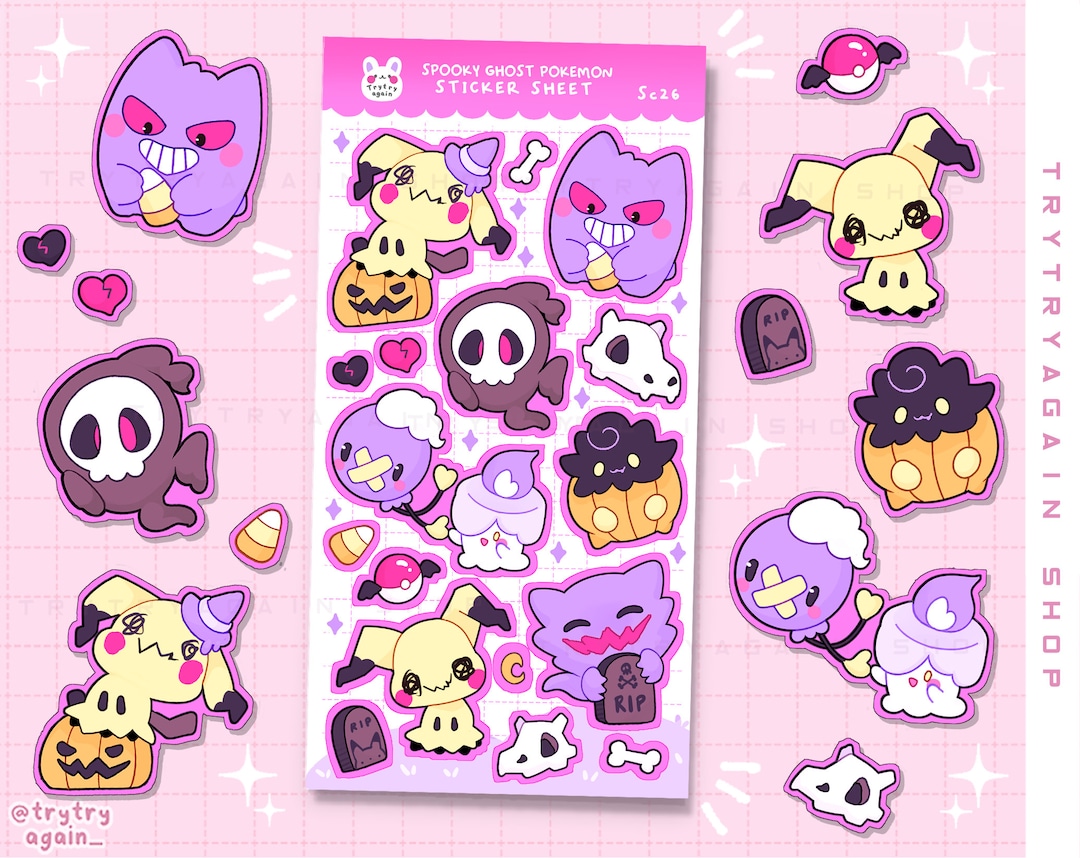 Ghost Pokemon Glossy Sticker Sheet Including Mimikyu Gengar Litwick ...