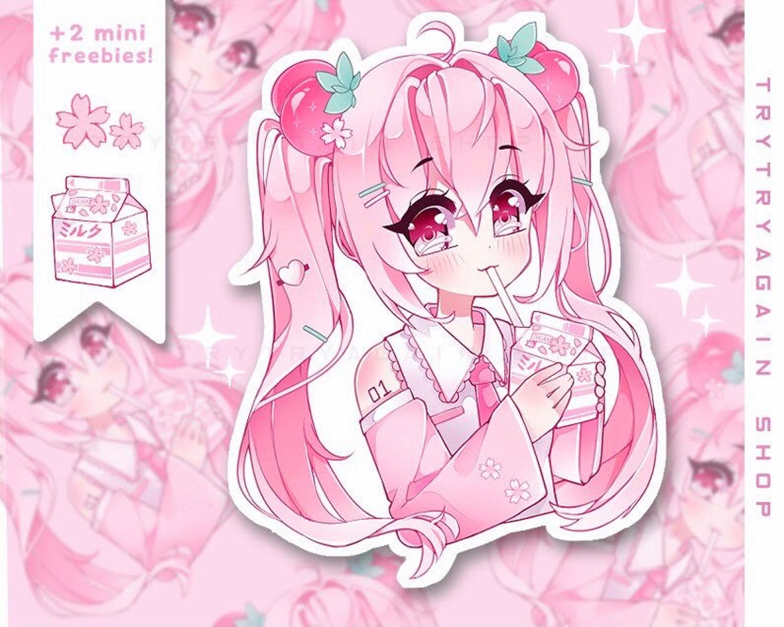 Cute Sakura Miku Waterproof Vinyl Sticker Pack Kawaii Anime - Etsy