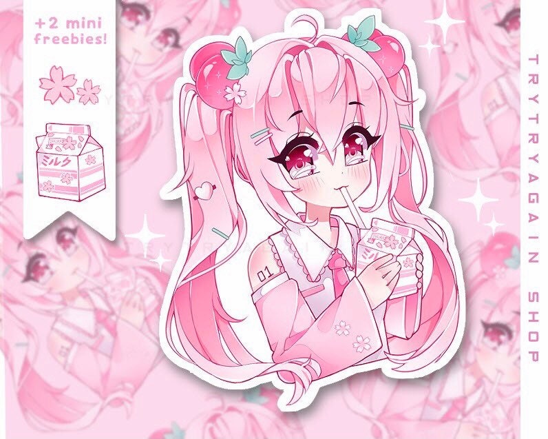 Cute Sakura Miku Waterproof Vinyl Sticker Pack Kawaii Anime Etsy