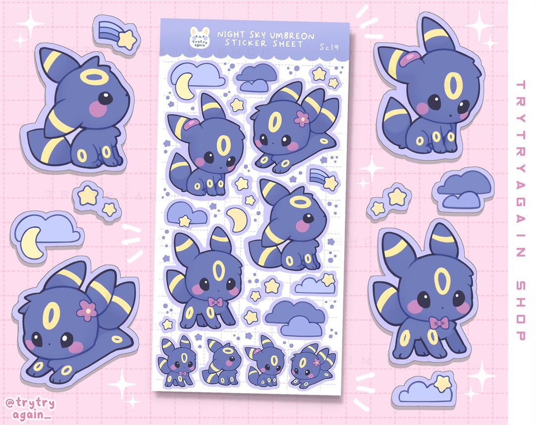 Umbreon Night Sky Stargazing Stickers Glossy Sticker Sheet Bujo Bullet ...