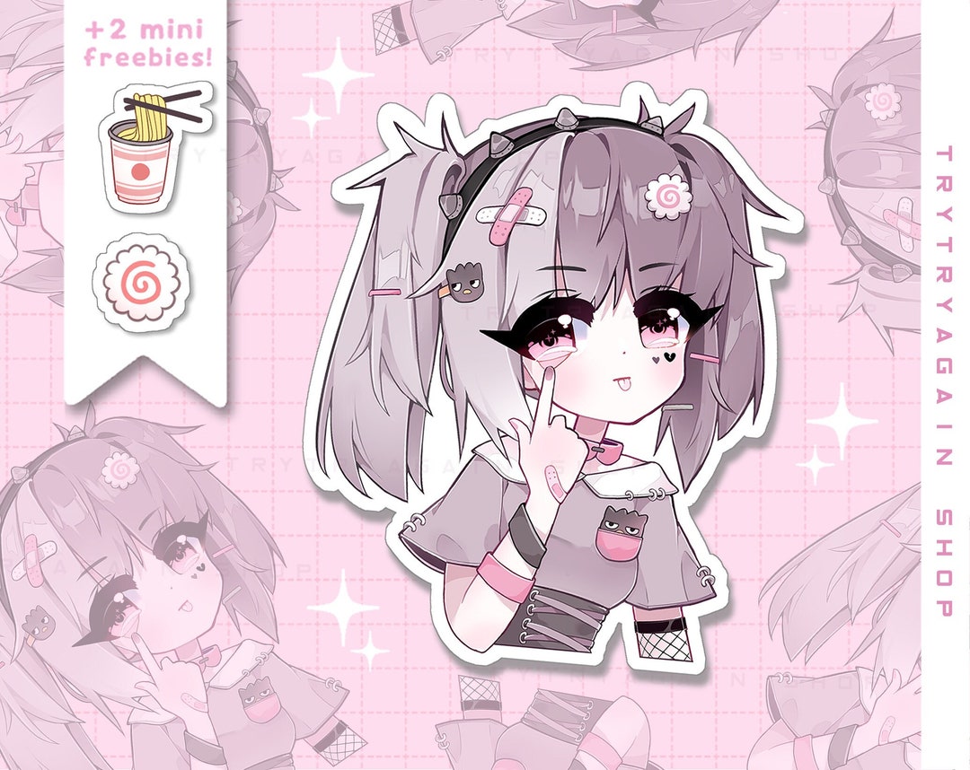 Grey Penguin Anime Girl Waterproof Vinyl Sticker Pack - Laminated ...