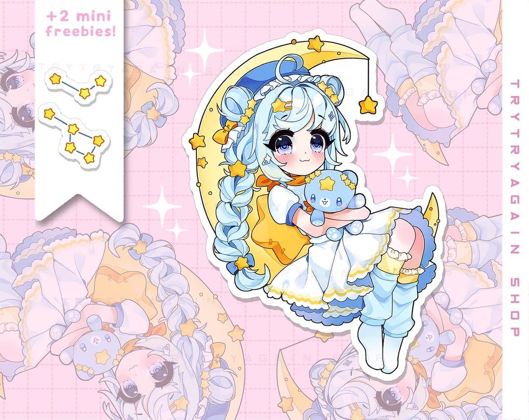 Hoshi Moon Bear Waterproof Vinyl Sticker Pack - Laminated Kawaii ...