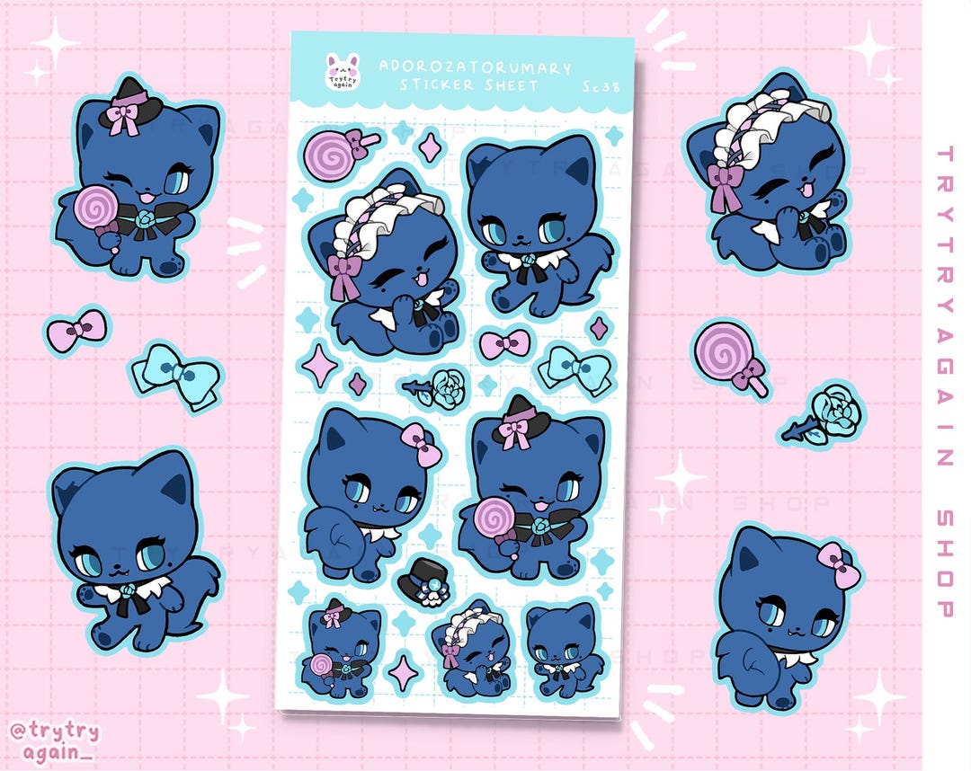 Gothic Lolita Spooky Cat Sticker Sheet - Bujo Bullet Journal and ...
