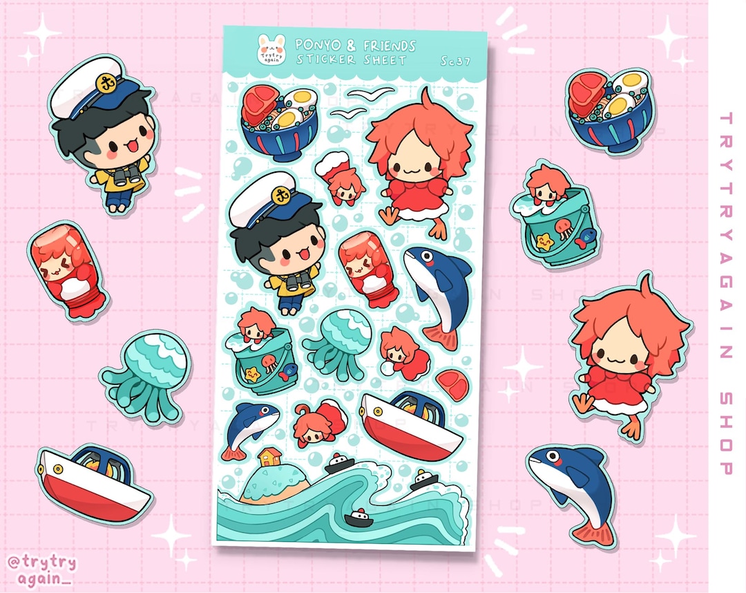 Fishie Girl in the Sea Sticker Sheet - Bujo Bullet Journal and Planner ...