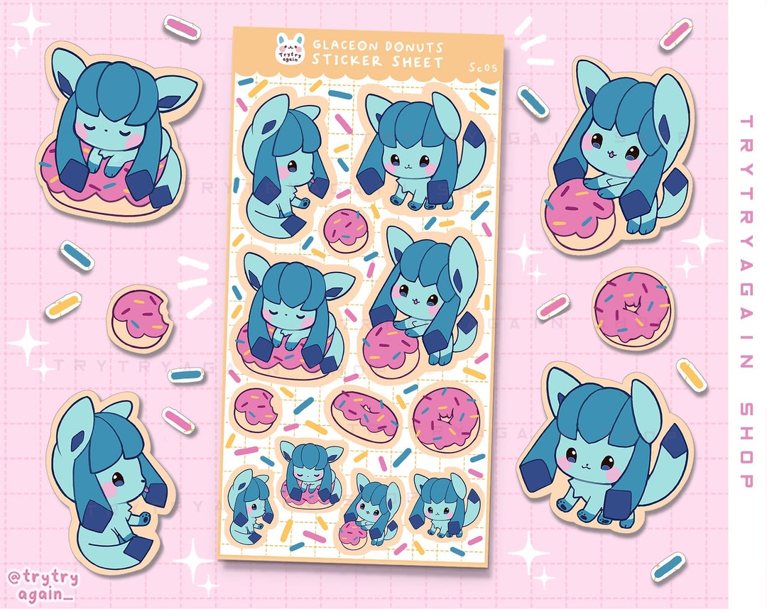 Glaceon Donut Sprinkle Sticker Sheet Bujo Bullet Journal and Planner ...