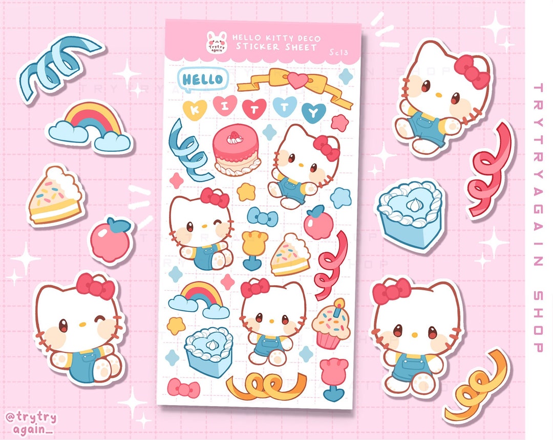 Party Kitty Deco Stickers Glossy Sticker Sheet - Bujo Bullet Journal ...