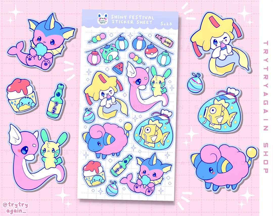 Shiny Jirachi Pokemon Festival Glossy Sticker Sheet Bujo Bullet Journal ...