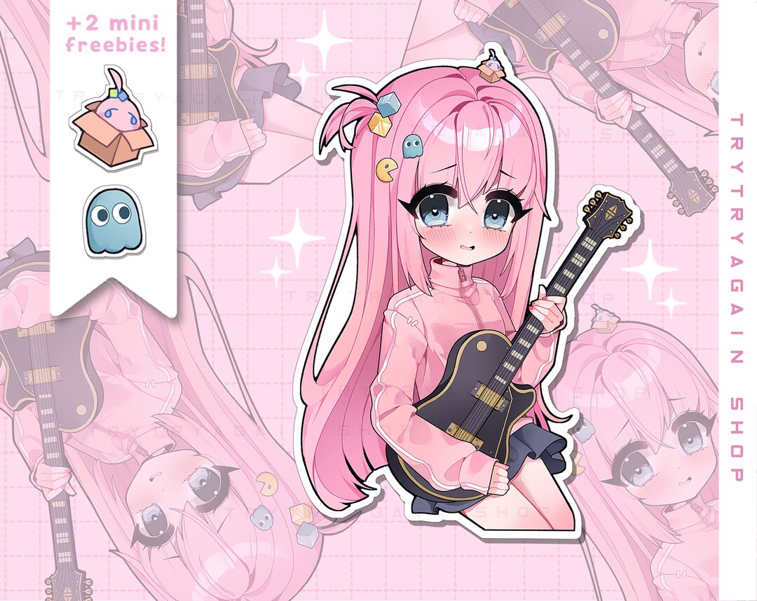 Bocchi Shy Guitar Anime Girl Waterproof Vinyl Sticker Pack - Laminated ...