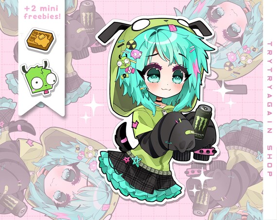 Green Anime Girl Cute