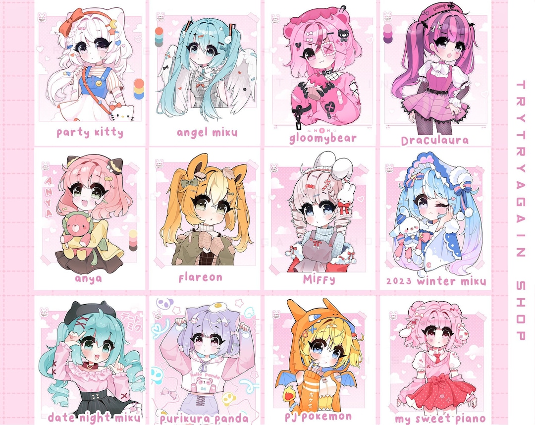 Kawaii Anime Prints 4 - Mini Polaroid Style Postcard Size Cute Anime ...