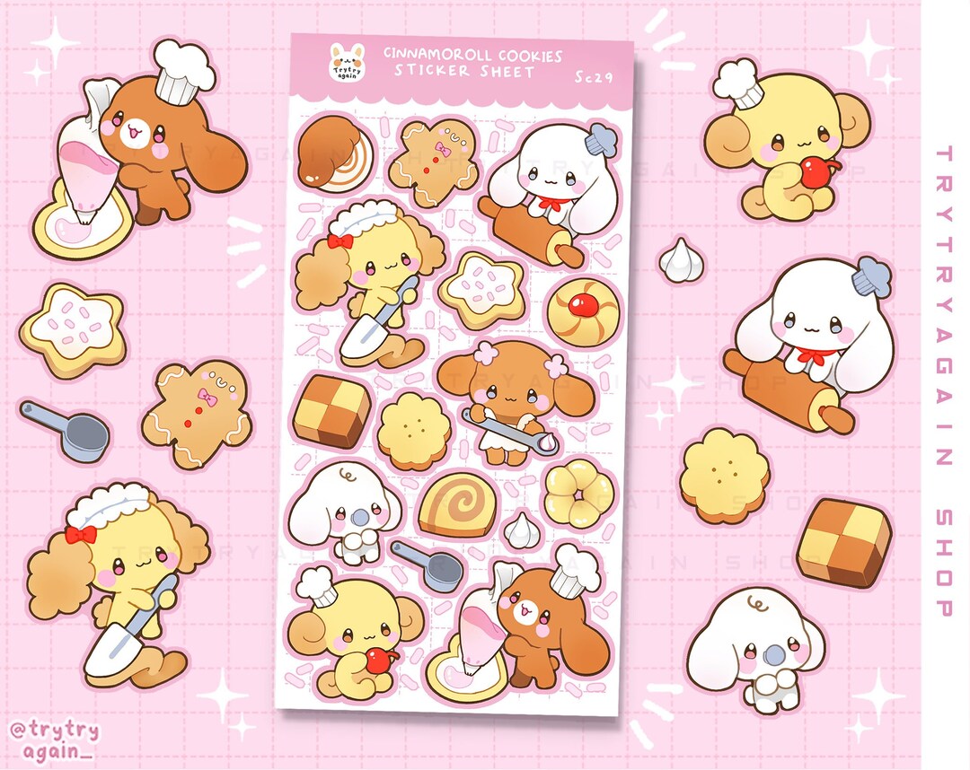 Cinnamon Bunny/puppy Baking Cookies Sticker Sheet - Bujo Bullet Journal ...