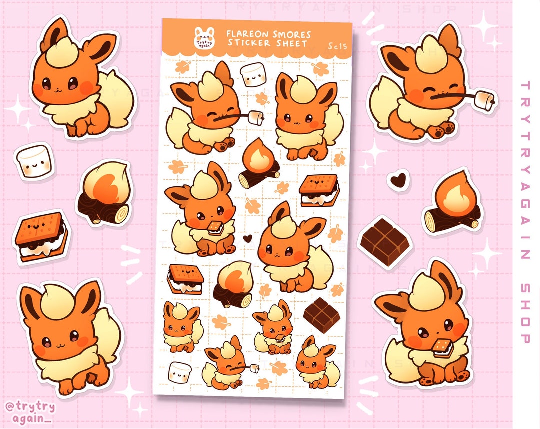 Flareon Campfire Smores Stickers Glossy Sticker Sheet Bujo Bullet ...