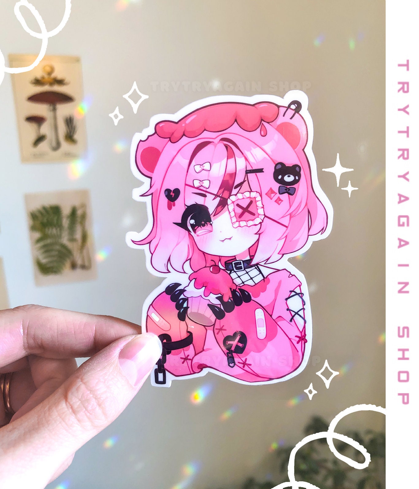 Emo Bear Waterproof Vinyl Sticker Pack Kawaii Anime Girl - Etsy