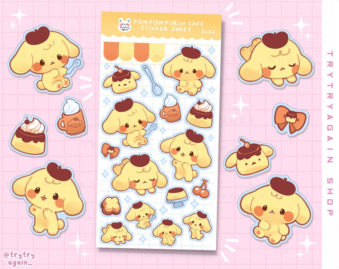 Pudding Puppy Cafe Glossy Sticker Sheet - Bujo Bullet Journal and ...
