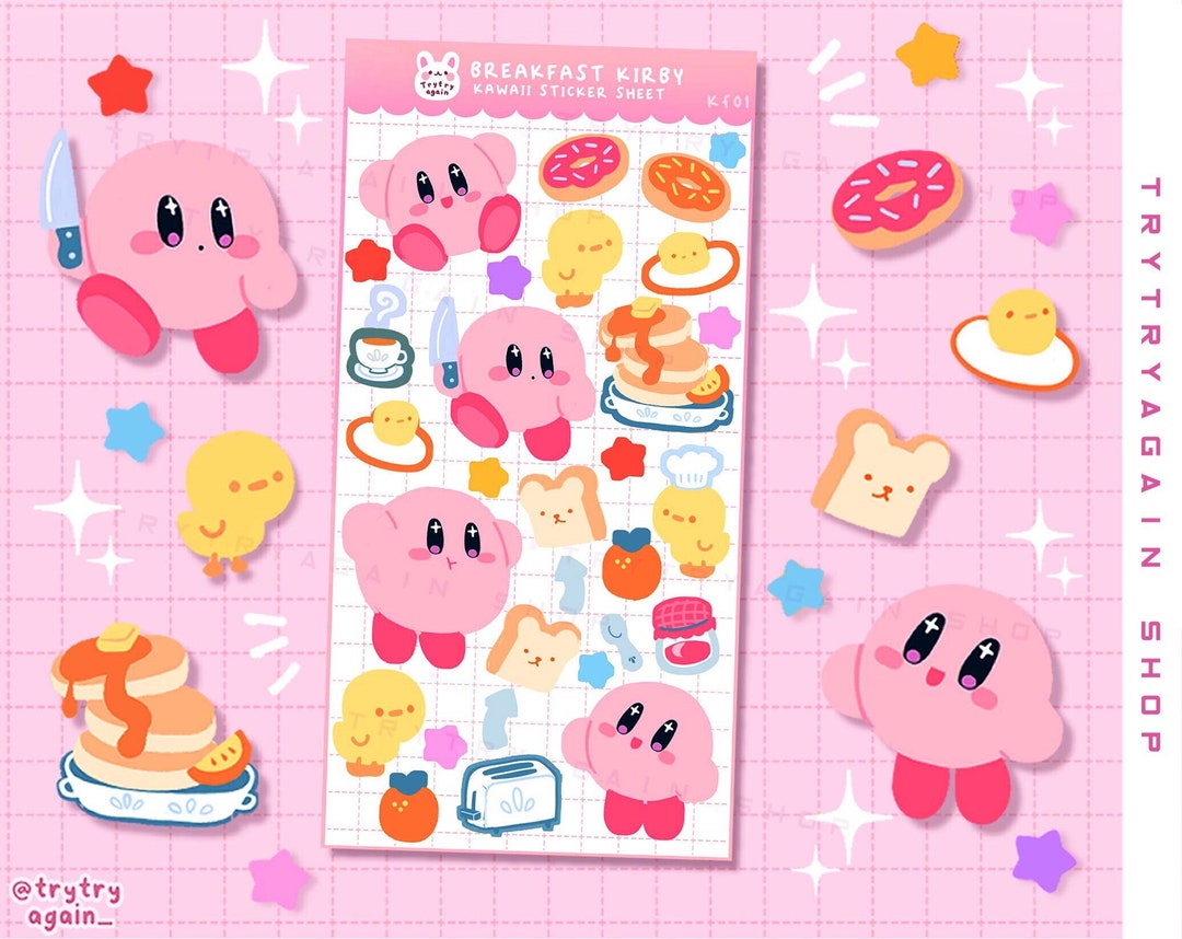 Kirbo Poyo Breakfast Friends Sticker Sheet - Bujo Bullet Journal and ...