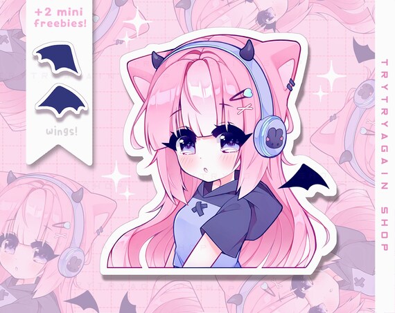 Demon Kitty Vtuber Momo Vinyl Sticker Pack Laminated Kawaii - Etsy Ireland