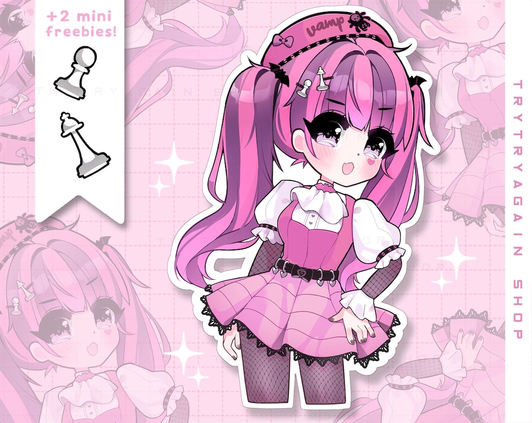 Dracula Girl Anime Sticker Pack: Waterproof Laminated Kawaii Decals - Etsy