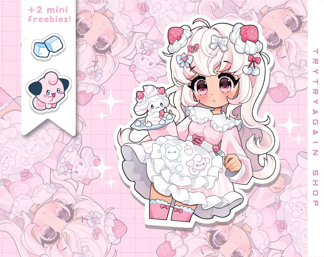 Whipped Cream Pastry Gijinka Waterproof Vinyl Sticker Pack - Laminated ...